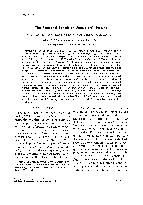 (PDF) The Rotational Periods of Uranus and Neptune | Sethanne Howard ...