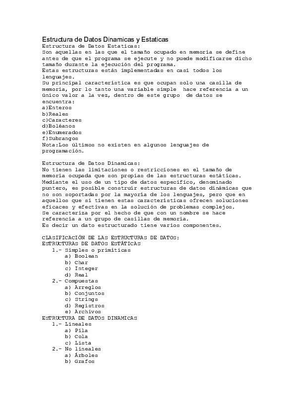 (DOC) Estructura de Datos Dinamicas y Estaticas