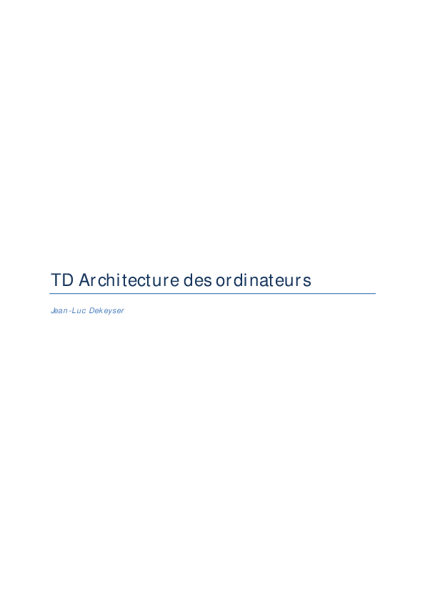 (PDF) TD Architecture des ordinateurs