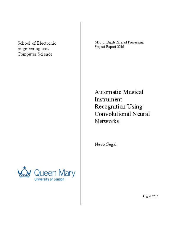 (PDF) Automatic Musical Instrument Recognition Using Convolutional ...