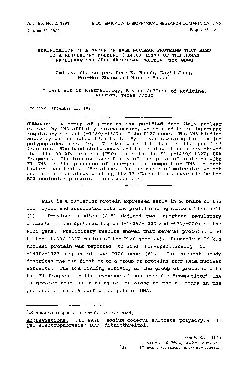 (PDF) Purification of a group of HeLa nuclear proteins that bind to a ...