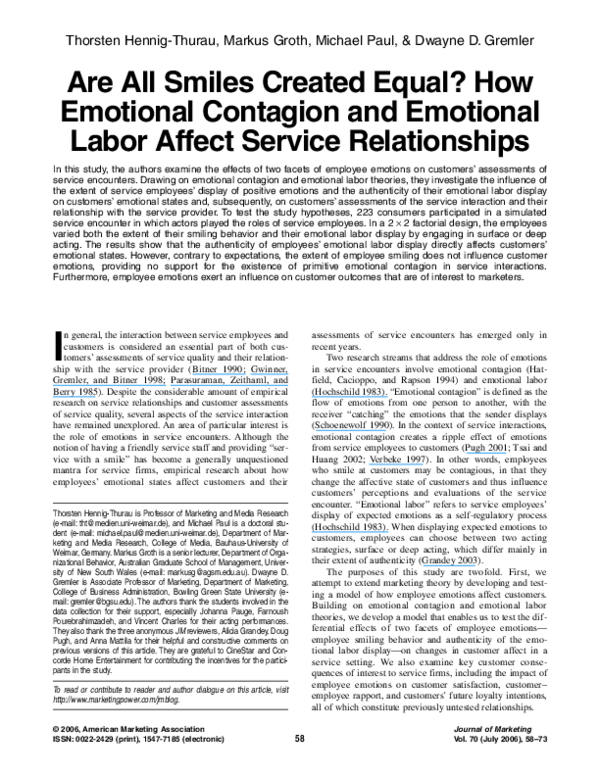 (PDF) Are All Smiles Created Equal? How Emotional Contagion and ...