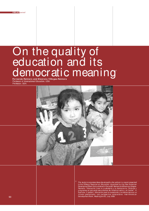(PDF) On the quality of education and its democratic meaning