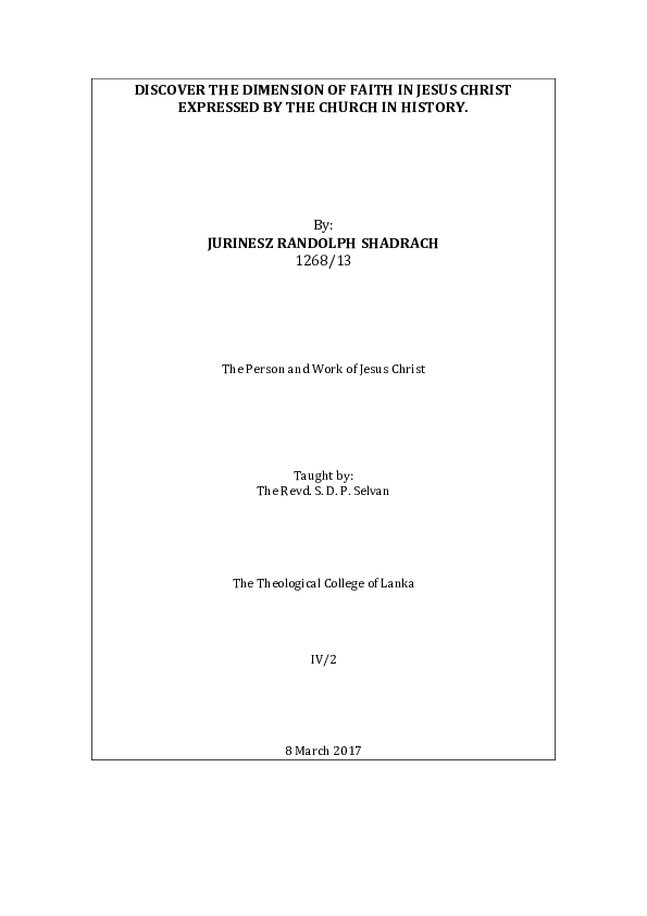 (PDF) DISCOVER THE DIMENSION OF FAITH IN JESUS CHRIST EXPRESSED BY THE ...