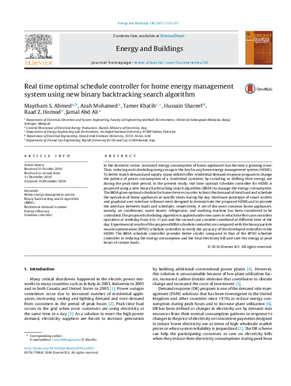Pdf Real Time Optimal Schedule Controller For Home Energy Management System Using New Binary