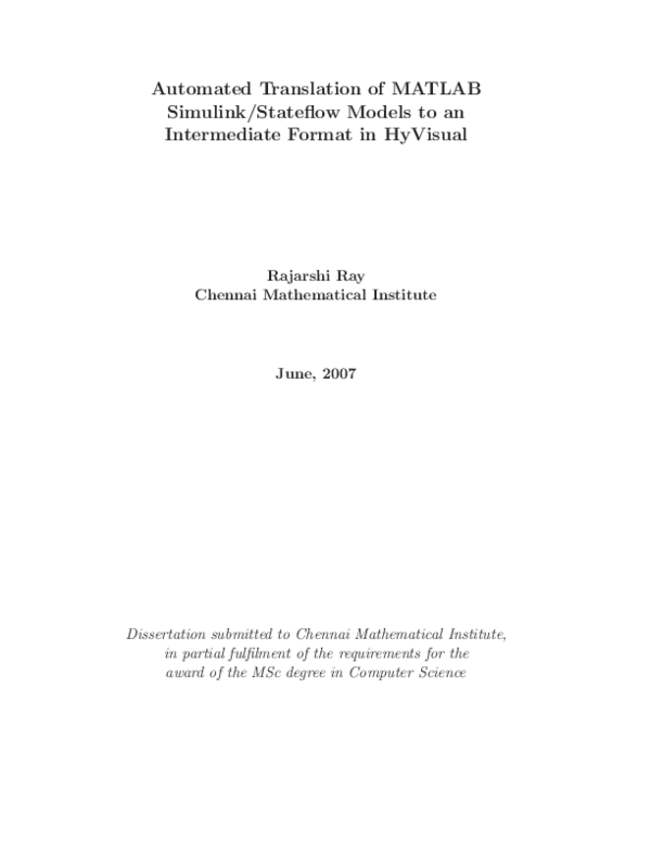 (PDF) Automated translation of matlab simulink/stateflow models to an intermediate format in ...