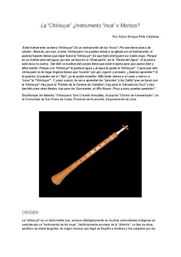 (PDF) LA CHIRISUYA ¿INSTRUMENTO INCA O MORISCO?