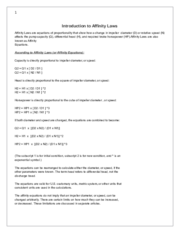 (DOC) Introduction to Affinity Laws