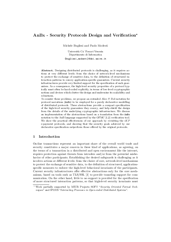 Pdf Anbx Security Protocols Design And Verification Paolo Modesti