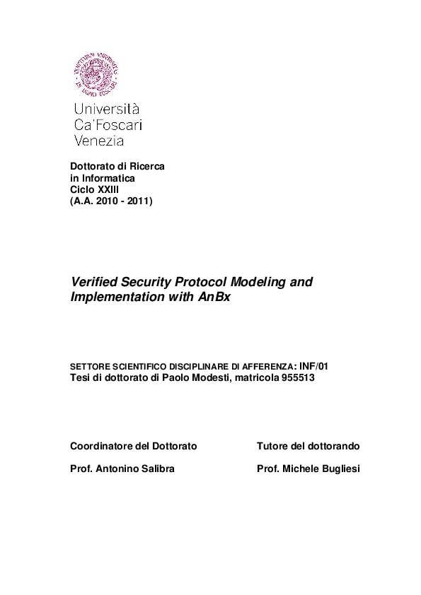 (PDF) Verified Security Protocol Modeling and Implementation with AnBx