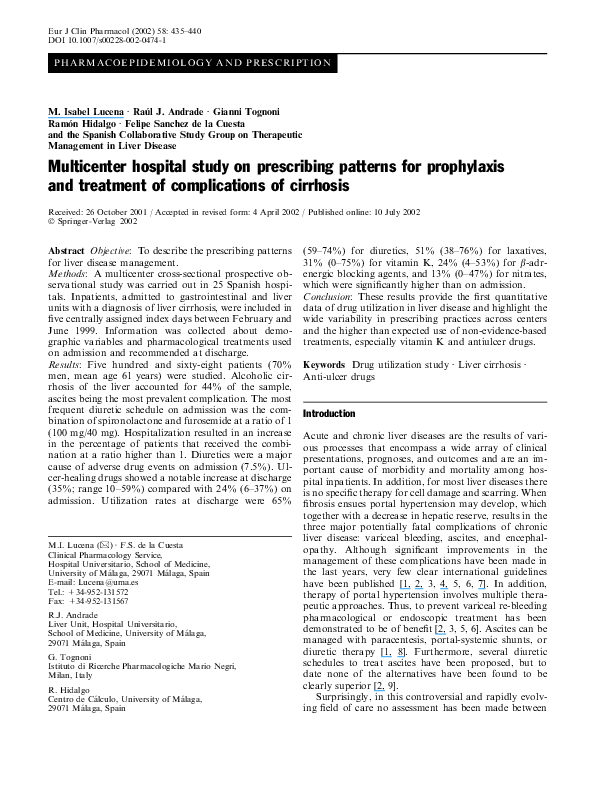(PDF) Multicenter hospital study on prescribing patterns for ...
