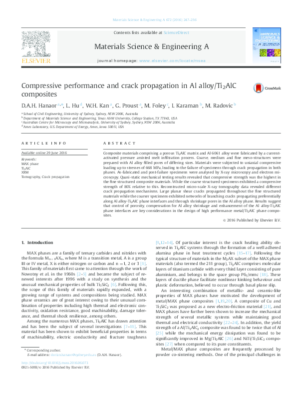 (PDF) Compressive performance and crack propagation in Al alloy/Ti 2 ...