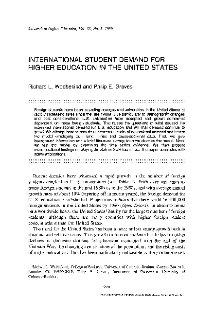 (PDF) International student demand for higher education in the United ...