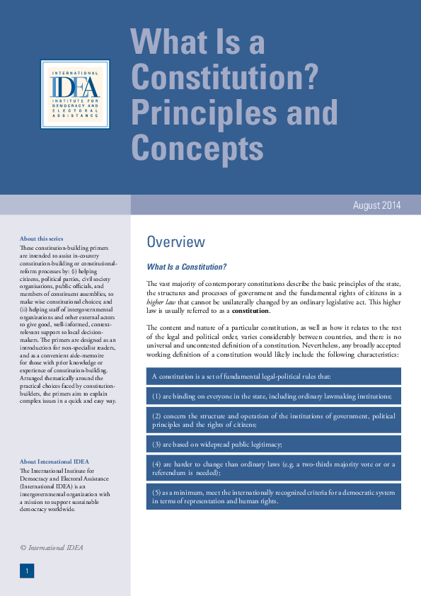 (PDF) What Is a Constitution? Principles and Concepts