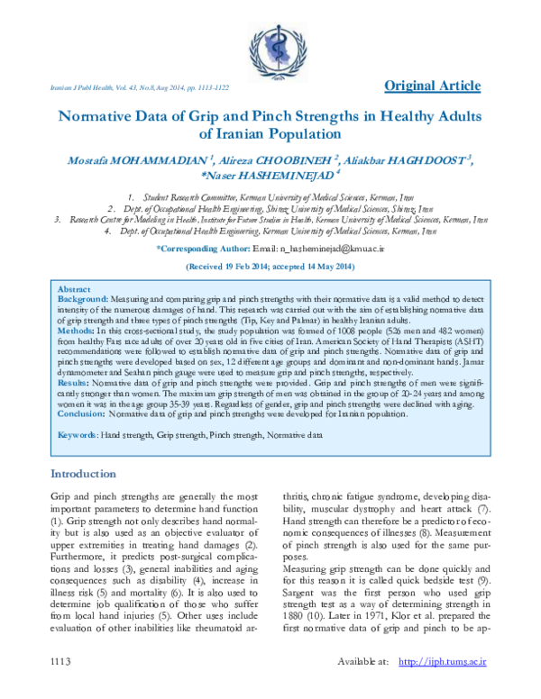 (PDF) Normative Data of Grip and Pinch Strengths in Healthy Adults of ...