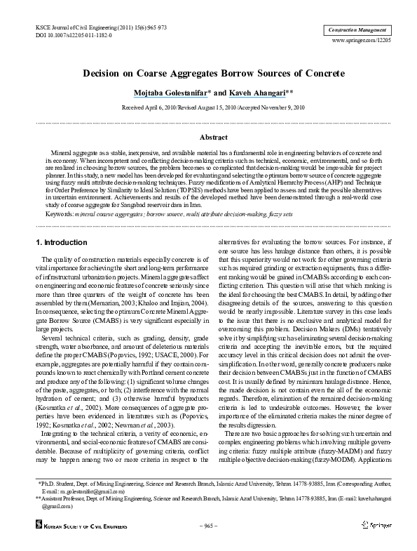 (PDF) Decision on coarse aggregates borrow sources of concrete