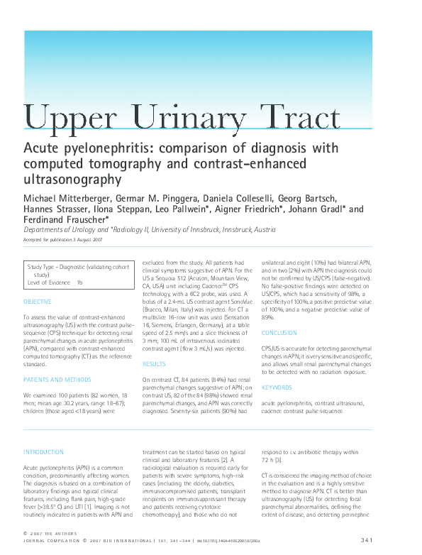 (PDF) Acute pyelonephritis: comparison of diagnosis with computed ...