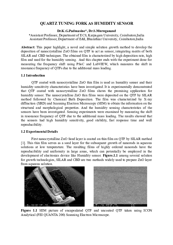 (DOC) QUARTZ TUNING FORK AS HUMIDITY SENSOR