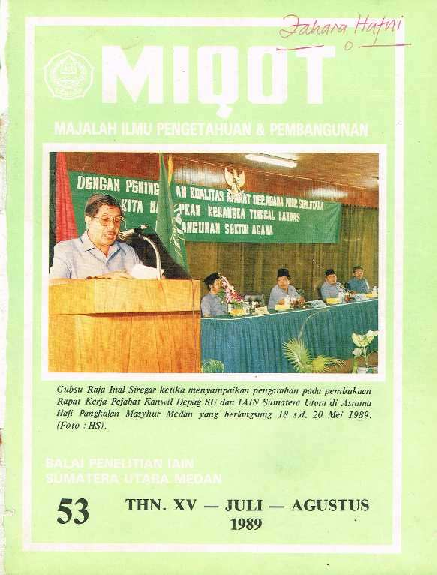 (PDF) MIQOT THN XV Juli Agustus 1989 | MIQOT: Jurnal Ilmu-ilmu ...