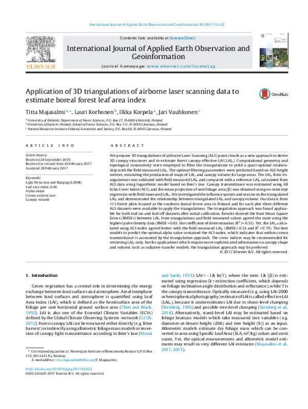 (PDF) Application of 3D triangulations of airborne laser scanning data to estimate boreal forest ...