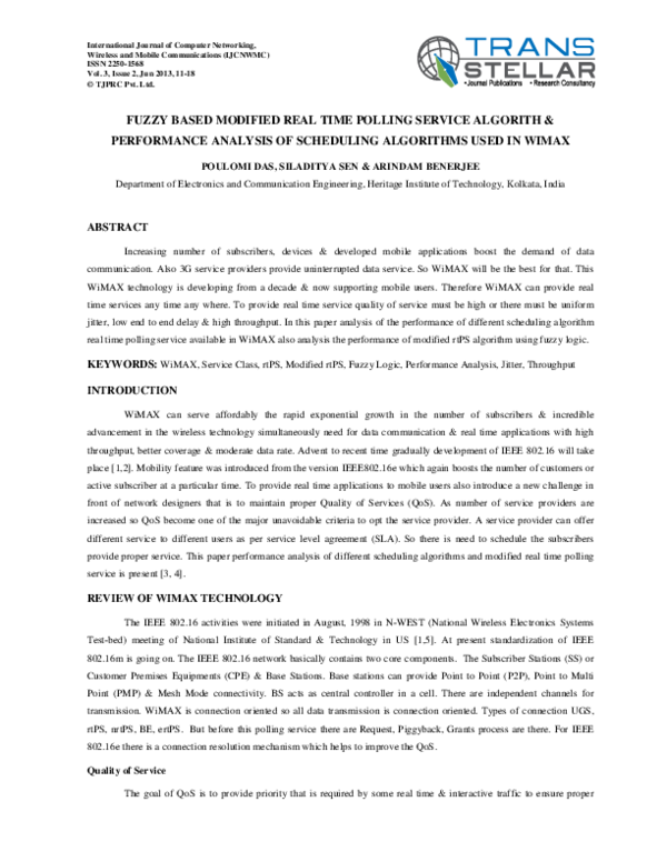 Pdf Fuzzy Based Modified Real Time Polling Service Algorith And Performance Analysis Of