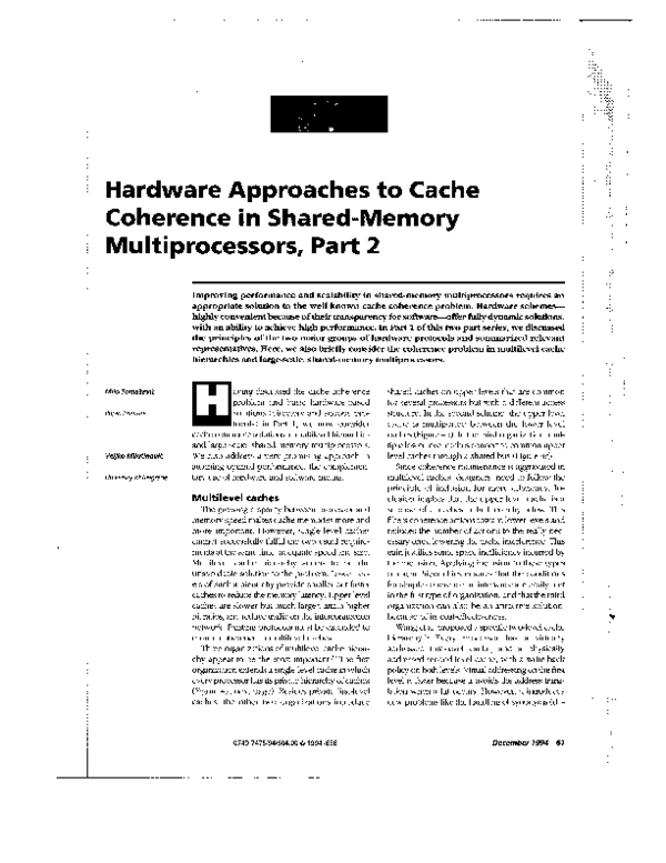 (PDF) Hardware approaches to cache coherence in shared-memory multiprocessors. 2