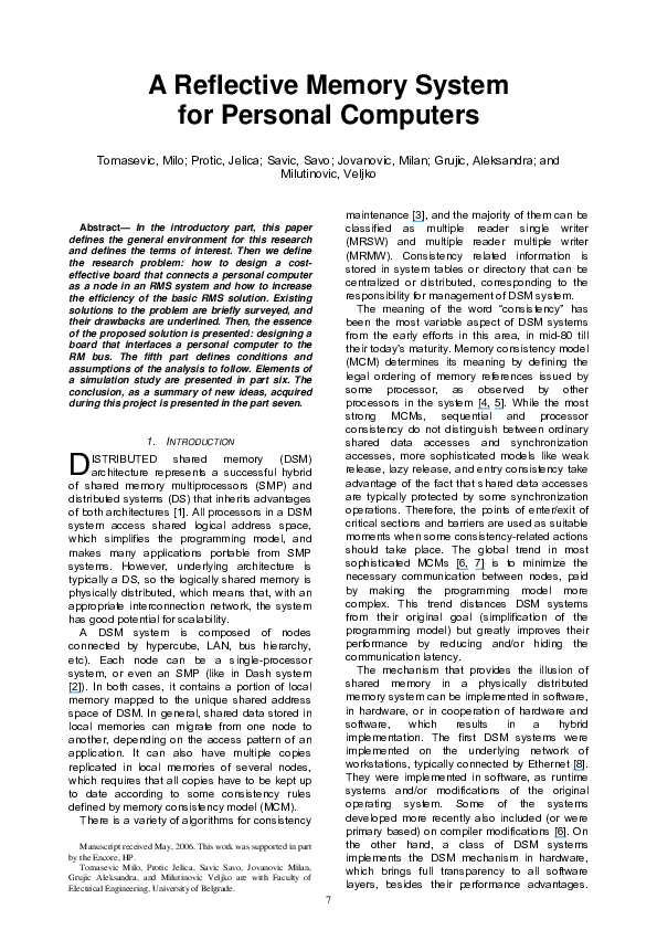 (PDF) A Reflective Memory System for Personal Computers