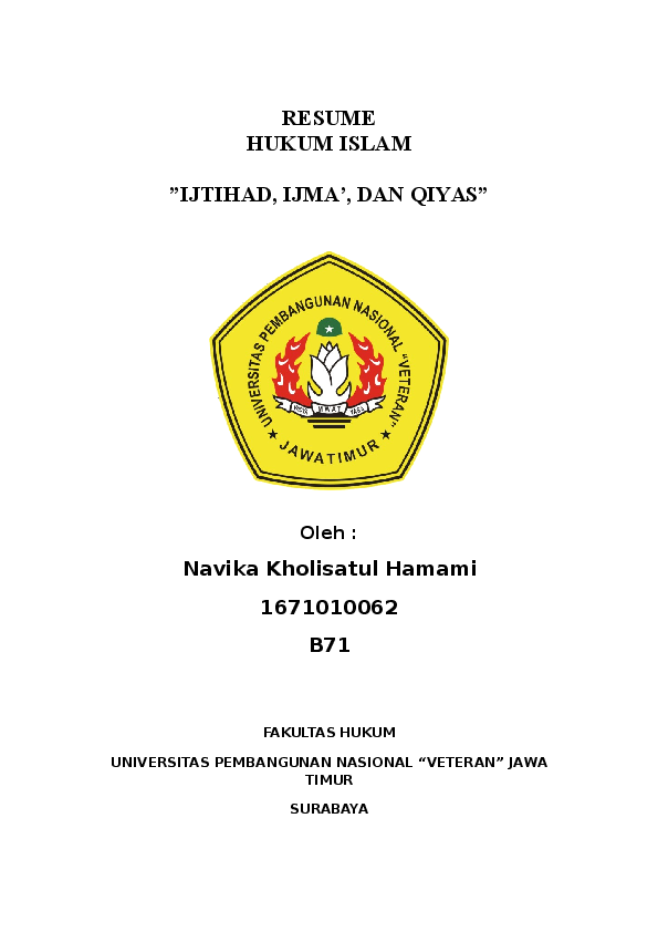 (DOC) RESUME HUKUM ISLAM " IJTIHAD, IJMA', DAN QIYAS