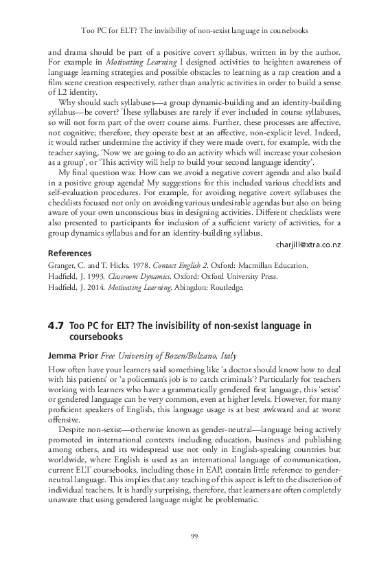 (PDF) Too PC for ELT? The invisibility of non-sexist language in ...