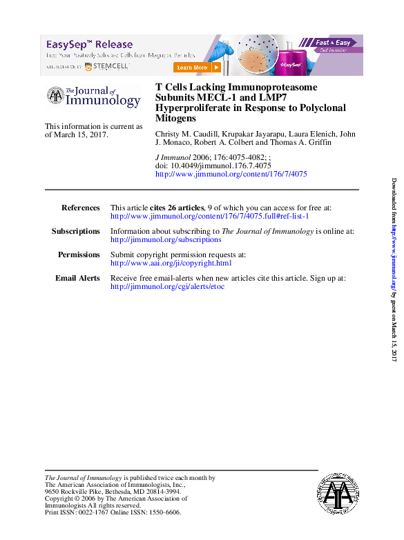 (PDF) T Cells Lacking Immunoproteasome Subunits MECL-1 and LMP7 ...