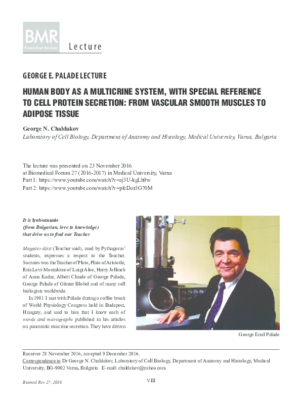 (PDF) BMR GEORGE E. PALADE LECTURE HUMAN BODY AS A MULTICRINE SYSTEM ...