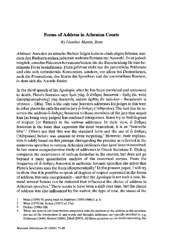 (PDF) Forms of address in Athenian courts