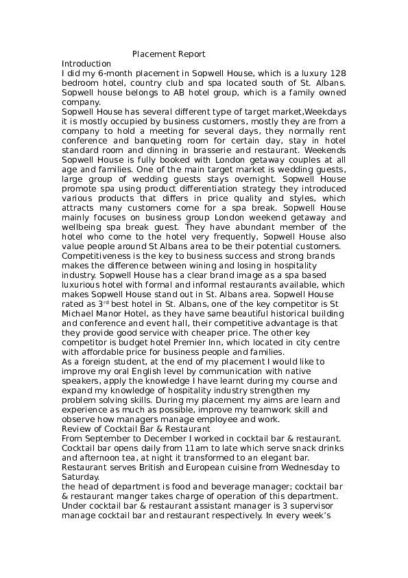 (DOC) Placement Report