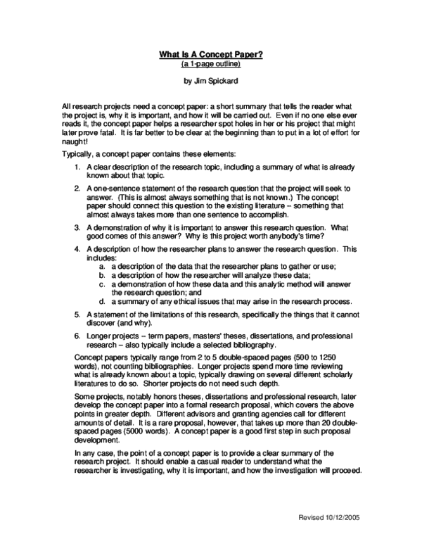 (PDF) What Is A Concept Paper? (a 1-page outline