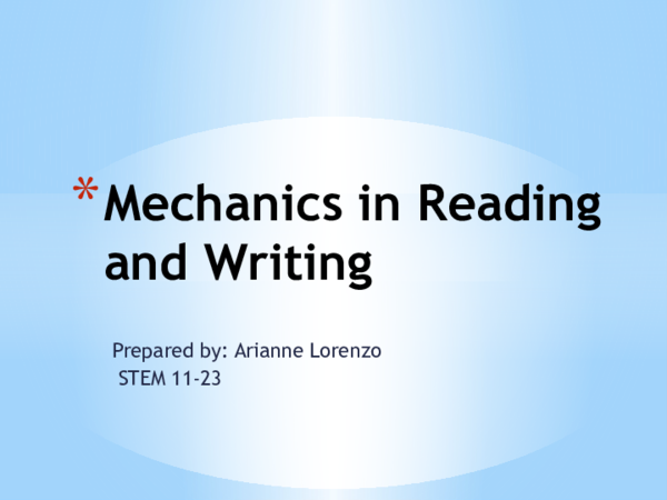 (PPT) Mechanics in Reading and Writing