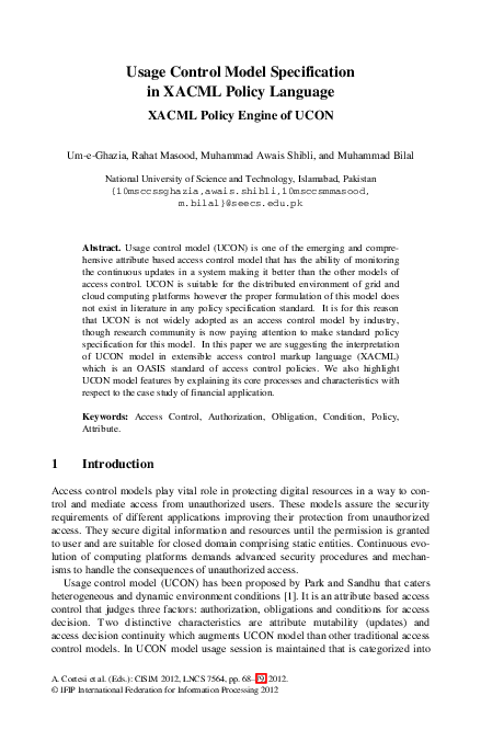 Pdf Usage Control Model Specification In Xacml Policy Language