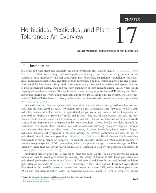 (PDF) Herbicides, Pesticides, and Plant Tolerance: An Overview