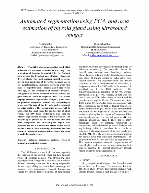 Pdf Automated Segmentation Using Pca And Area Estimation Of Thyroid Gland Using Ultrasound Images