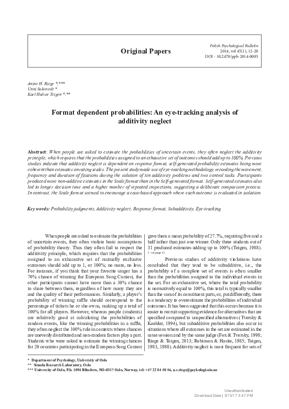 (PDF) Format dependent probabilities: An eye-tracking analysis of ...