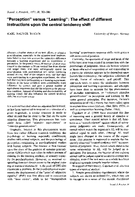 (PDF) Perception" versus "Learning": The effect of different ...