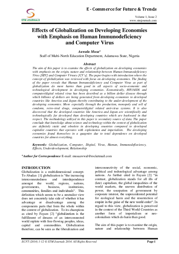 (PDF) E -Commerce for Future & Trends Effects of Globalization on Developing Economies with ...