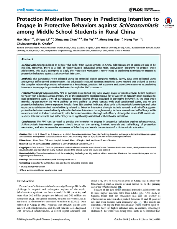 (PDF) Protection Motivation Theory in Predicting Intention to Engage in ...