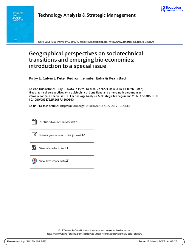 (PDF) Geographical perspectives on sociotechnical transitions and ...
