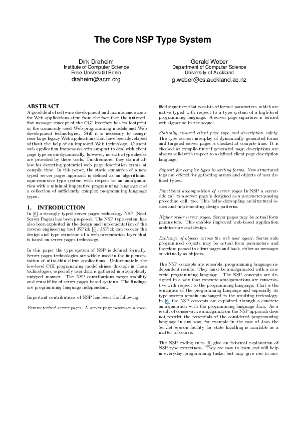 (PDF) The Core NSP Type System