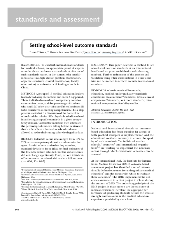 (PDF) Setting school-level outcome standards