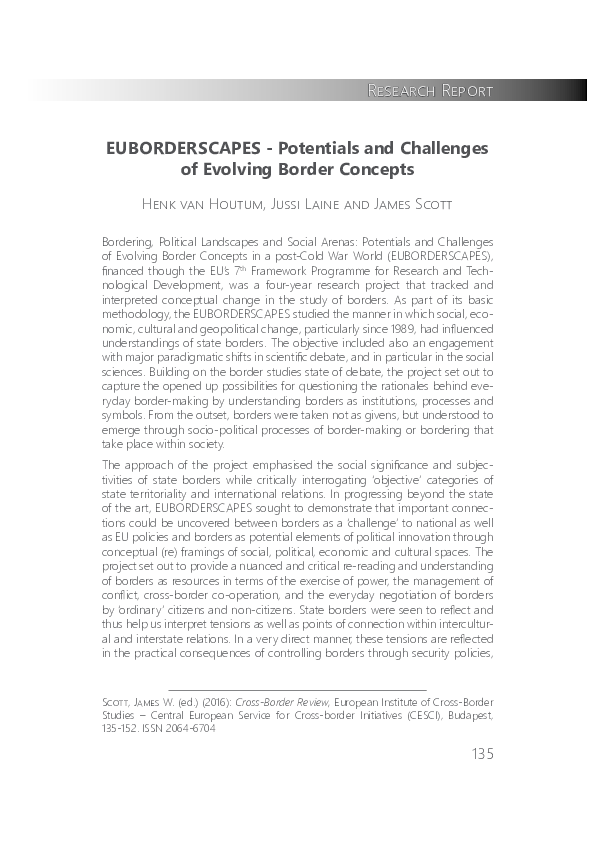 (PDF) EUBORDERSCAPES -Potentials and Challenges of Evolving Border Concepts