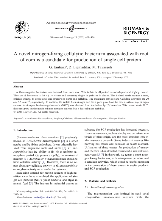 (PDF) A novel nitrogen-fixing cellulytic bacterium associated with root ...