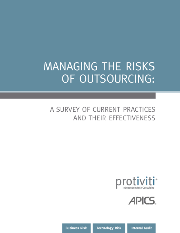 (PDF) MANAGING THE RISKS OF OUTSOURCING: A SURVEY OF CURRENT PRACTICES ...