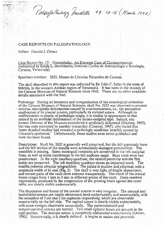 Oxycephalia: An extreme Case of Craniosynostosis. Paleopathology ...