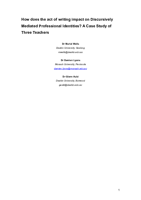 (DOC) How does the act of writing impact on discursively mediated ...